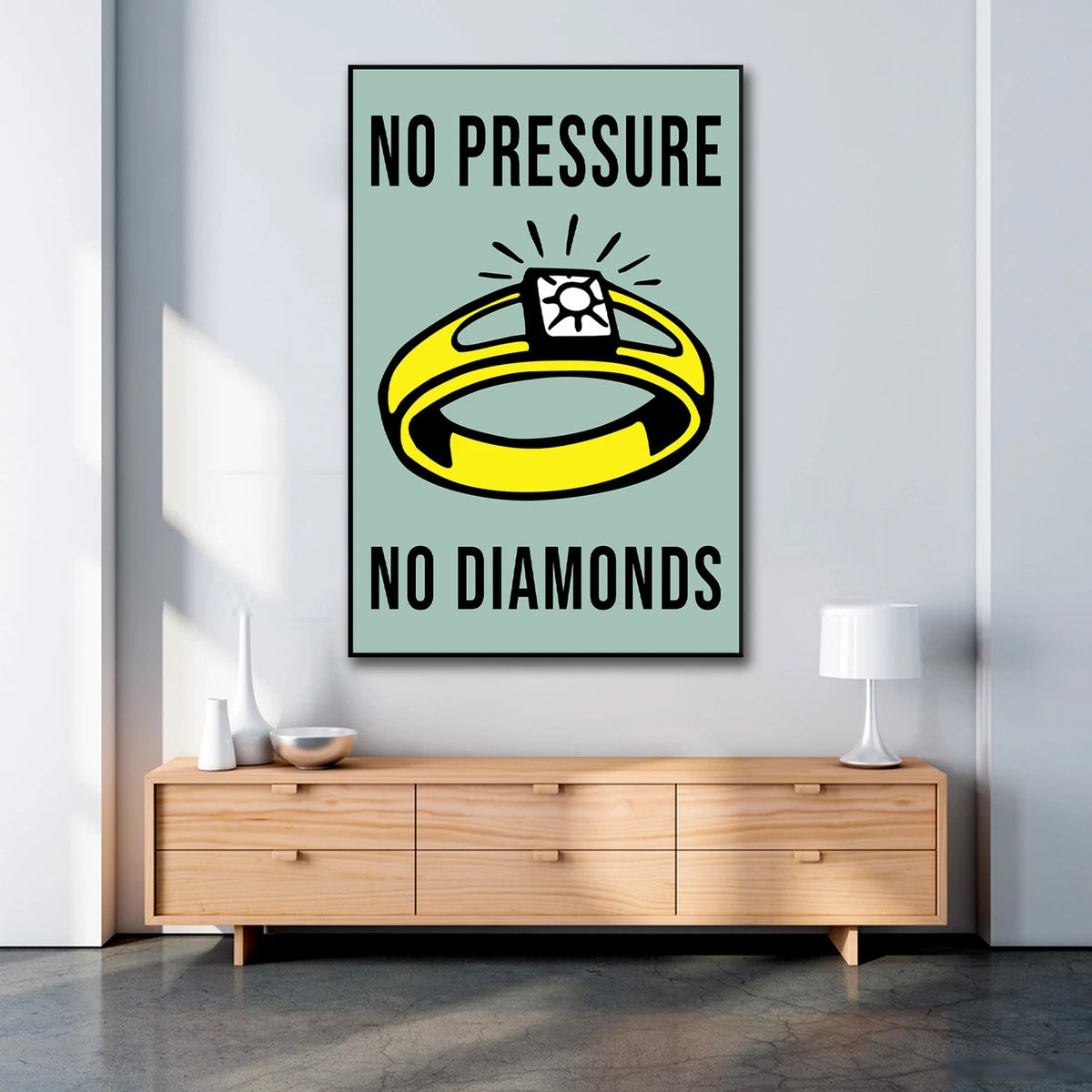 Plakat - No pressure no diamonds citat – Admen.dk