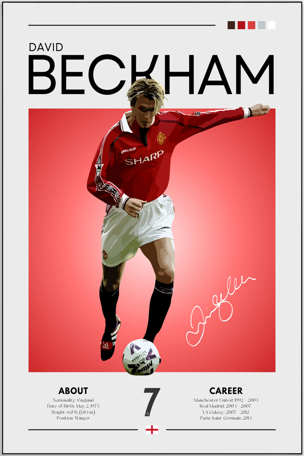Plakat - David Beckham grafisk look | Admen.dk