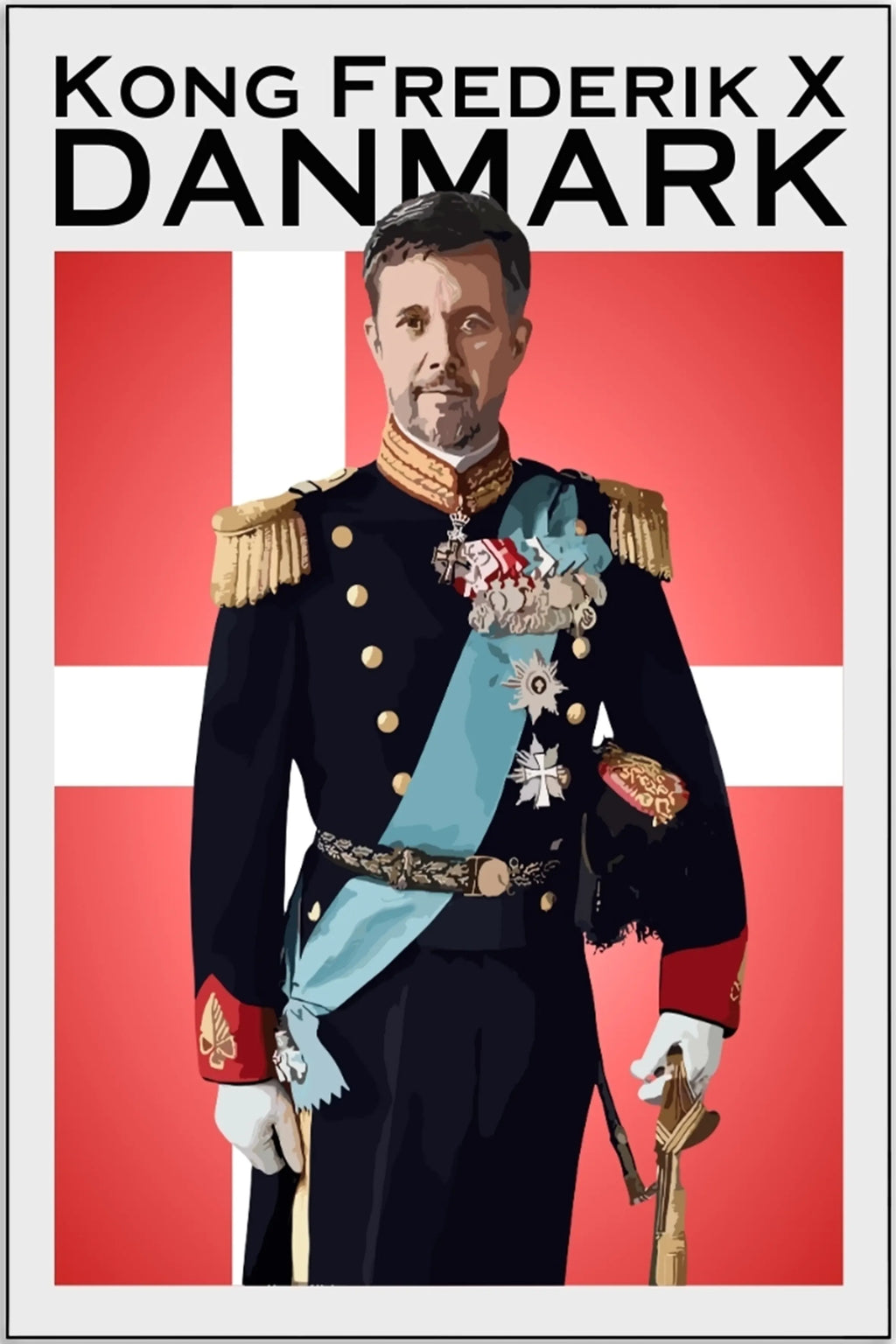 Plakat - Kong Frederik X grafisk look | Admen.dk