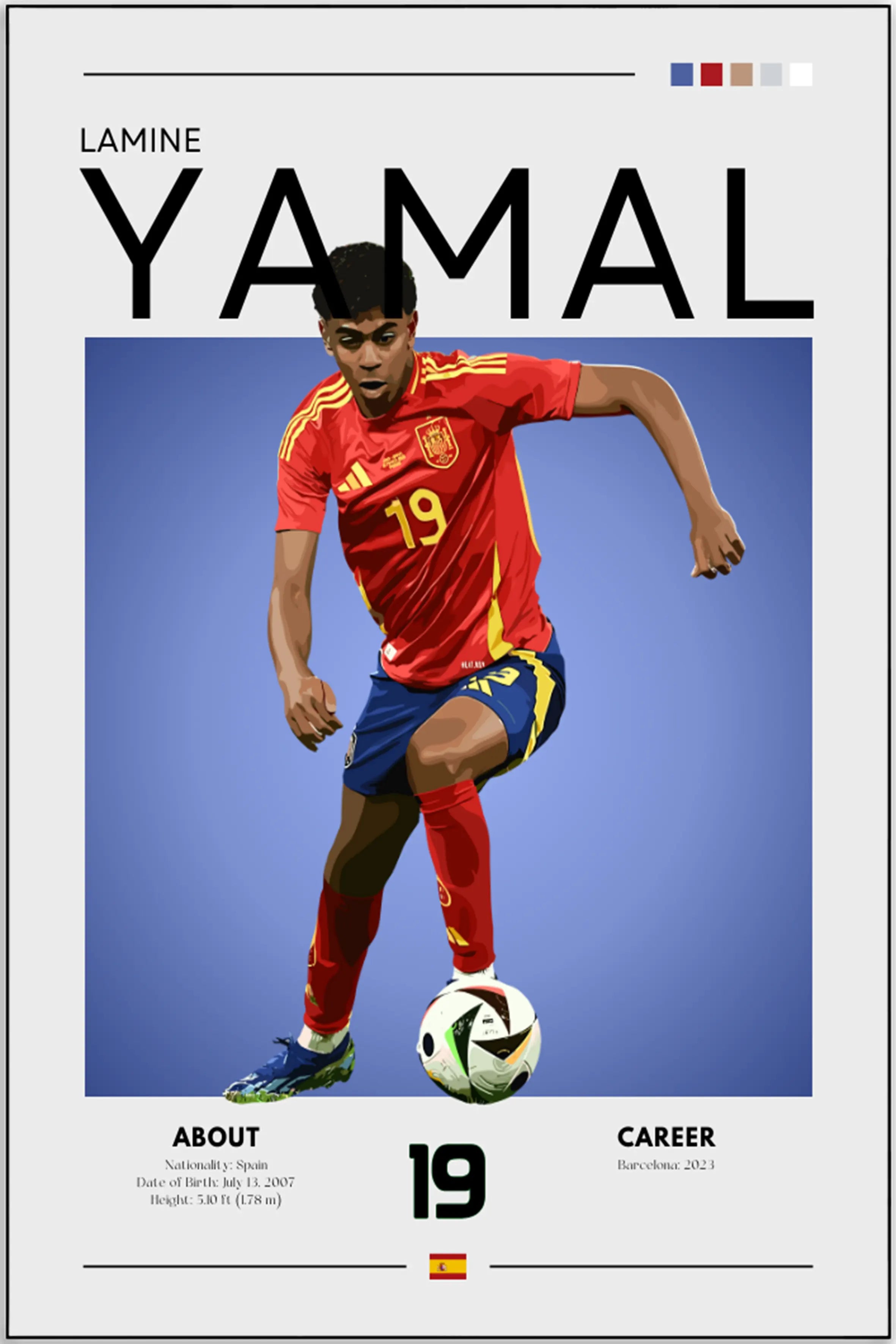 Plakat - Lamine Yamal grafisk look - køb fodbold ikoner hos admen.dk