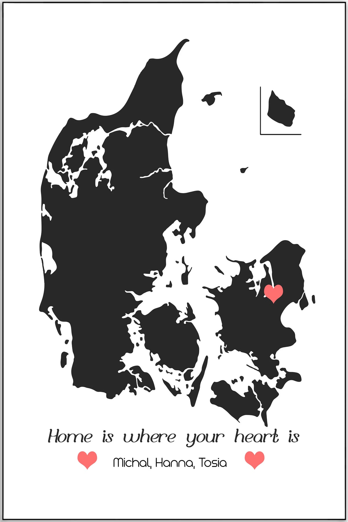 Plakat - Mit Danmark kort sort