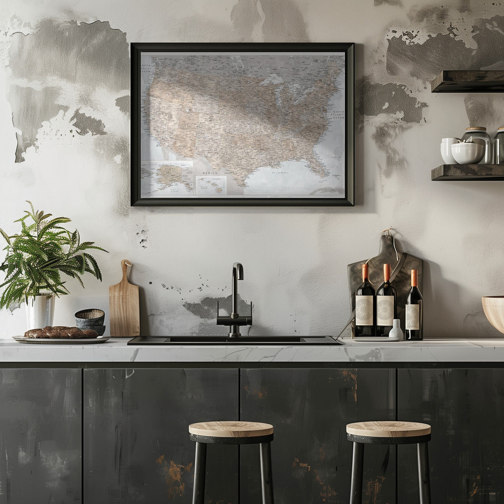 Highly detailed map of the United States, Calista – Admen.dk