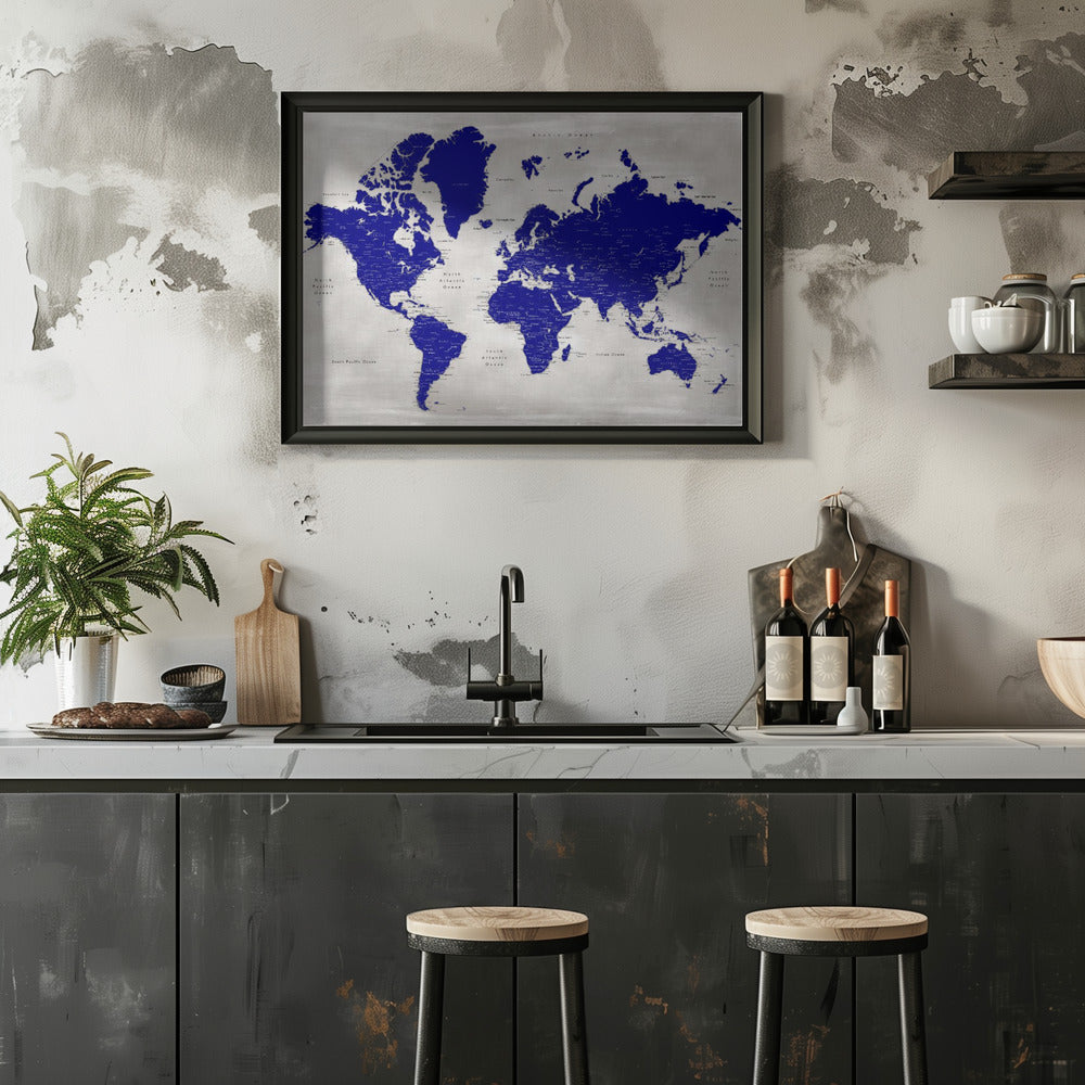 Distressed world map with cities, Delaney – Admen.dk
